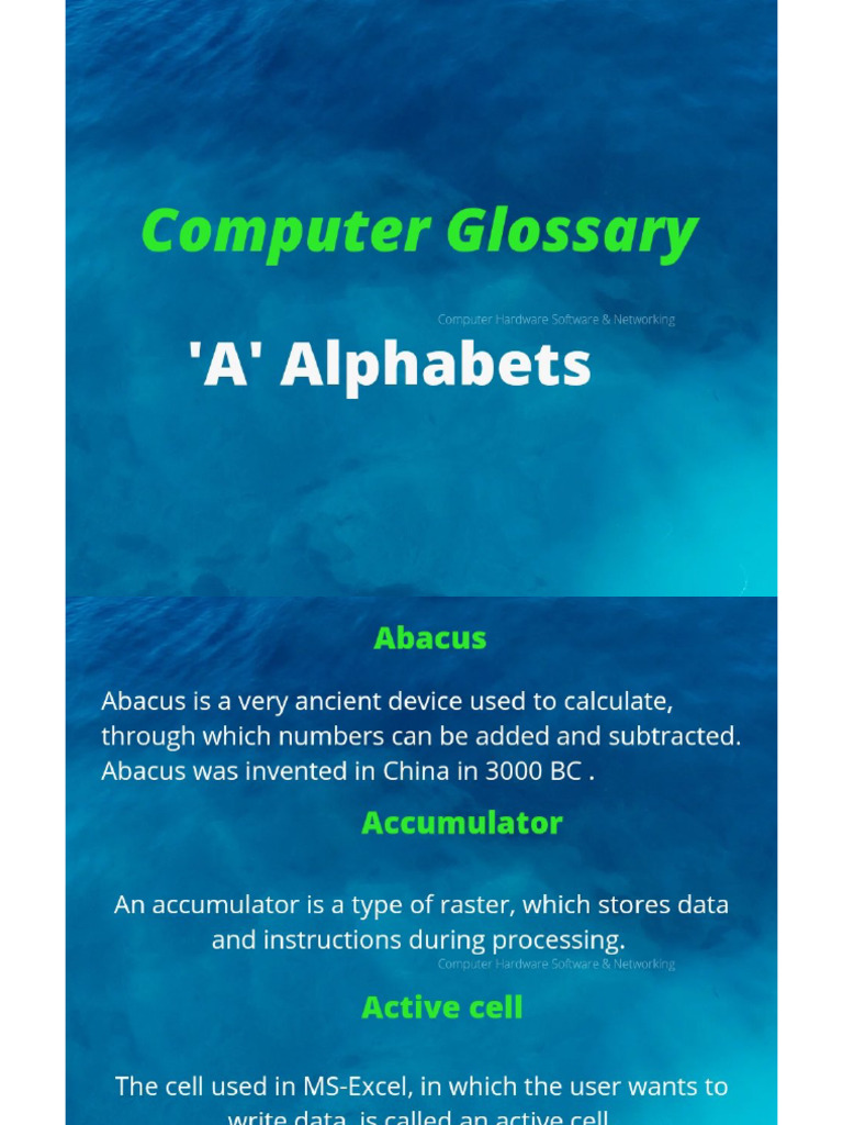 Computer Glossary A Alphabets | PDF