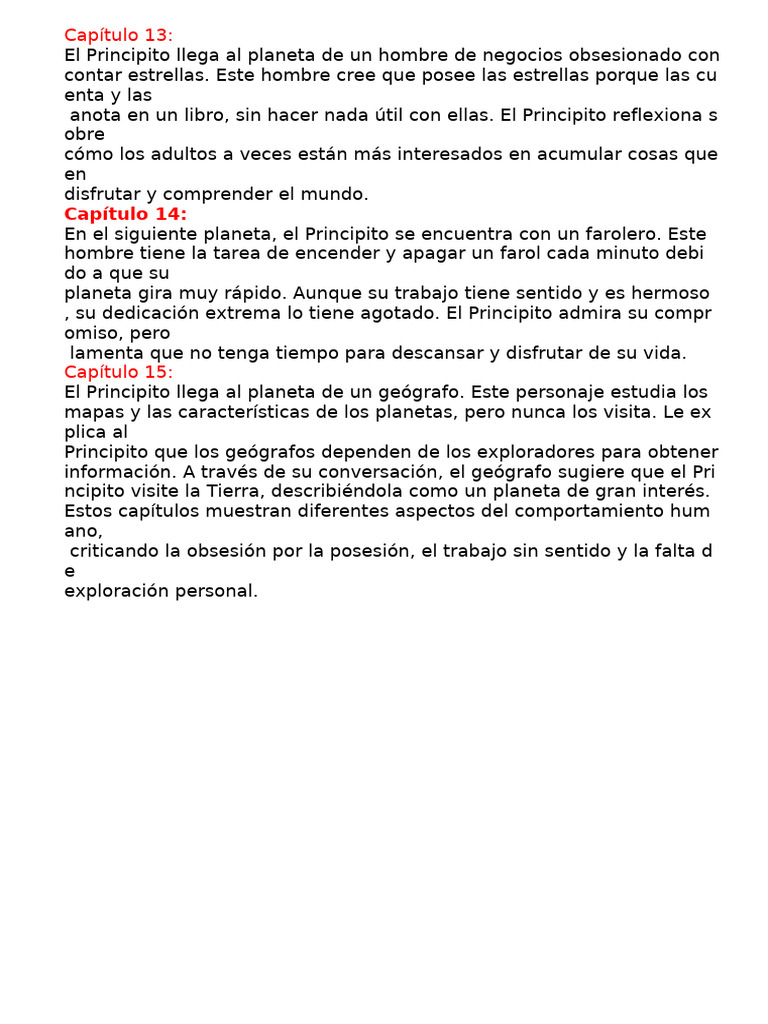 El Principito Cap 13 14 y 15 | PDF | El Principito
