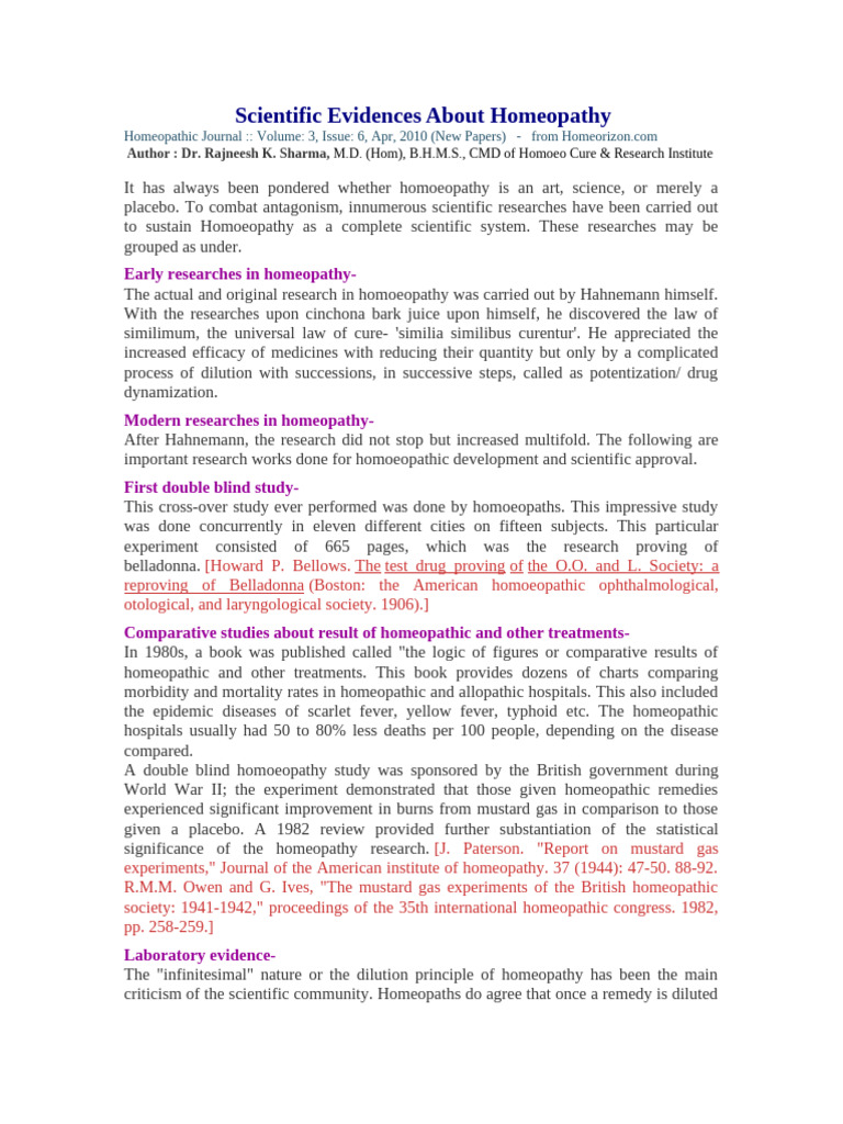 Scientific Evidences About Homeopathy | PDF | Homeopathy | Solvation