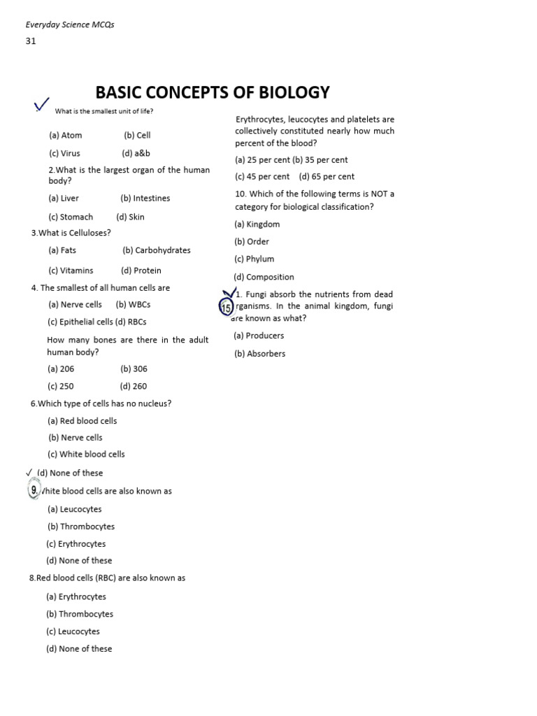 Biology mcqs for FPSC PPSC | PDF | Red Blood Cell | Blood