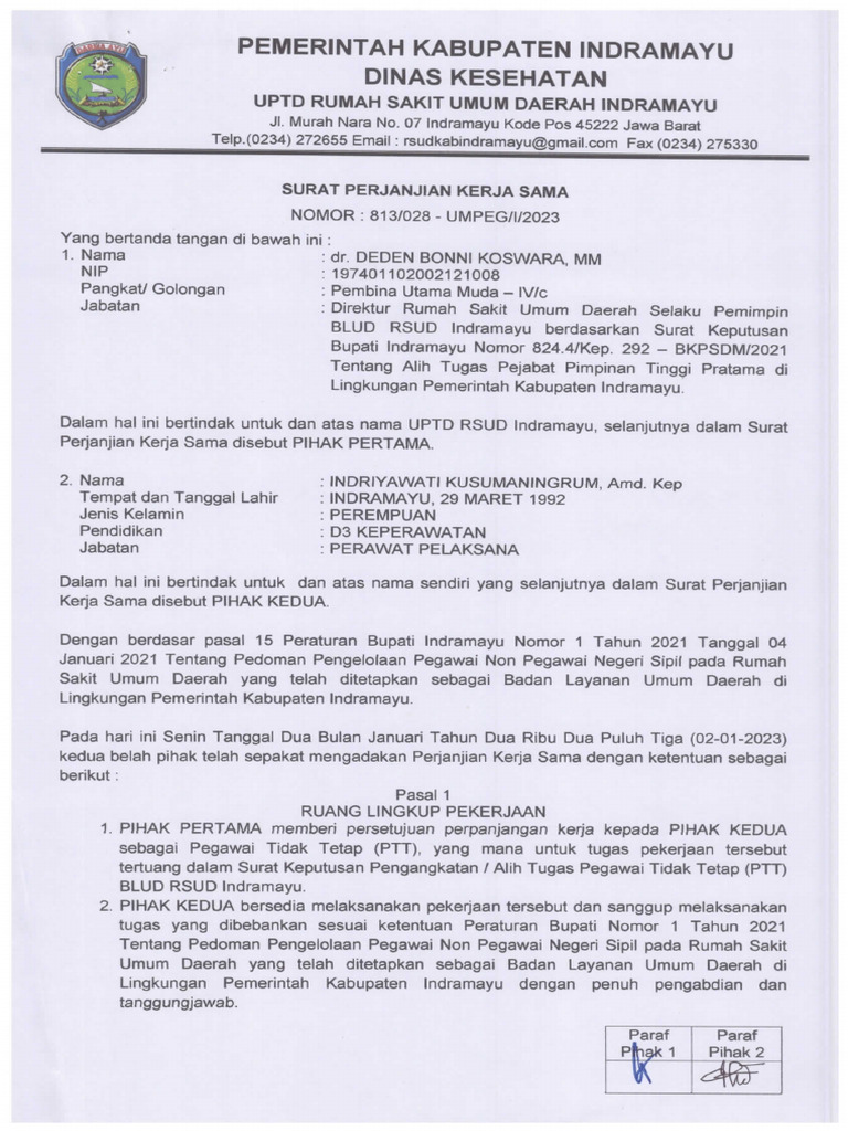 Surat Perjanjian Kerjasama 2023 | PDF