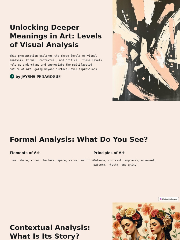 Unlocking Deeper Meanings in Art Levels of Visual Analysis | PDF