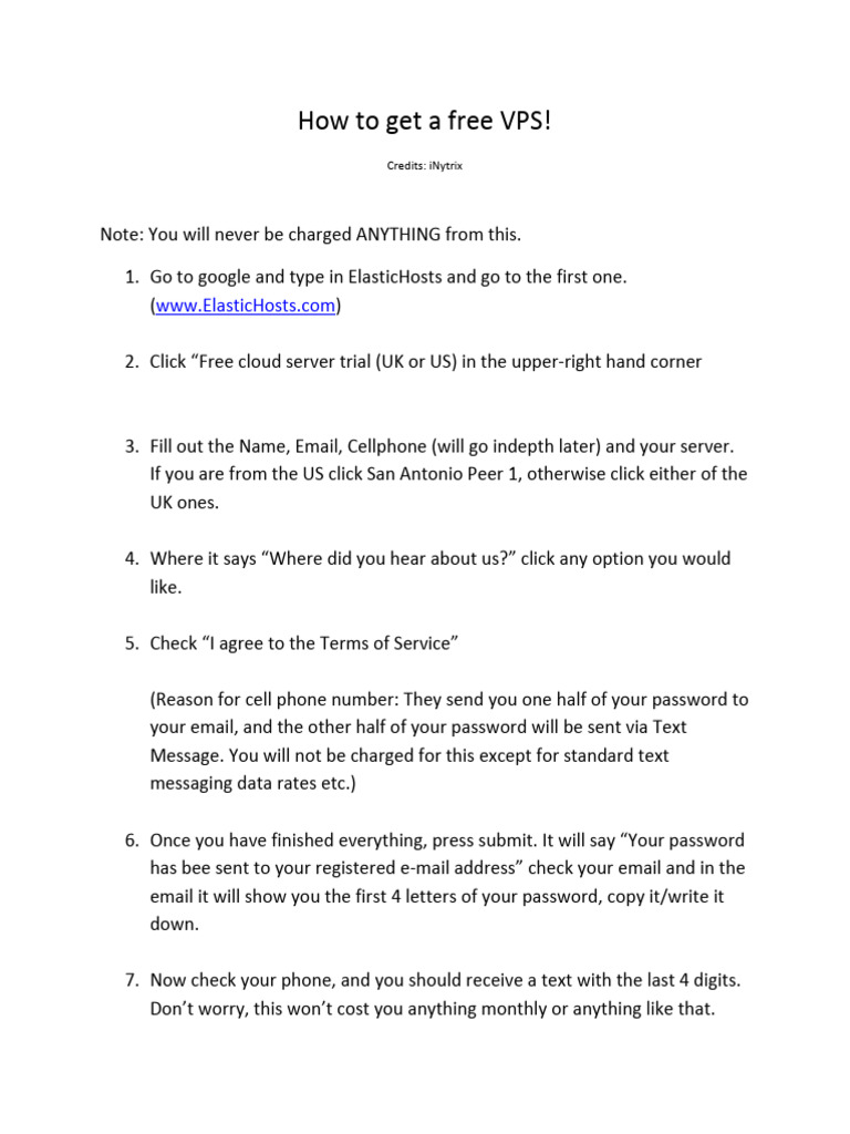How+to+get+a+free+VPS | PDF | Login | Password