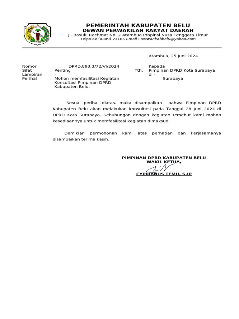 Surat Bimtek 2022 | PDF