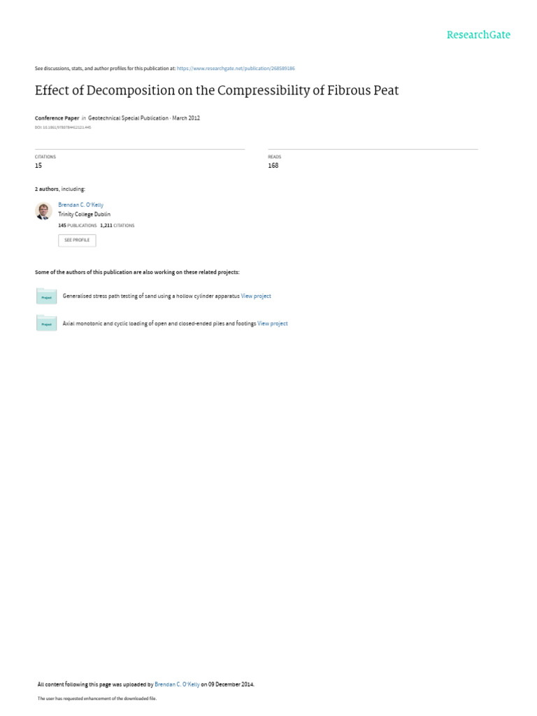 Effect of Decomposition On The Compressibility of Fibrous Peat | PDF ...