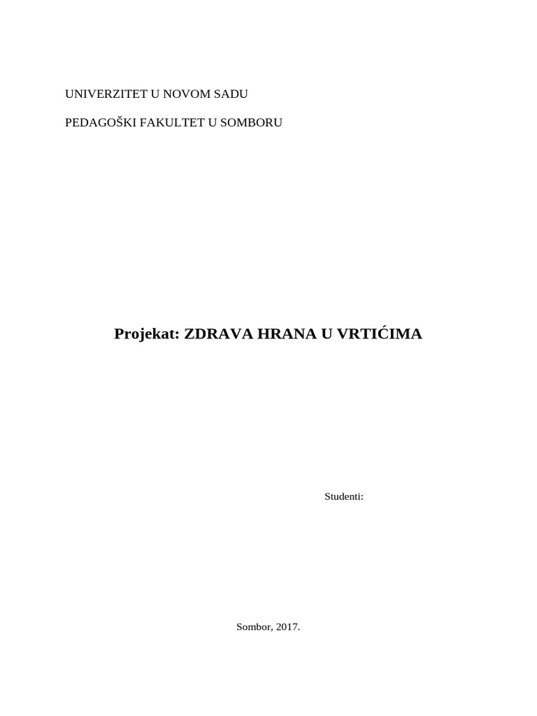 Vaspitaci - Zdrava Hrana U Vrticima | PDF
