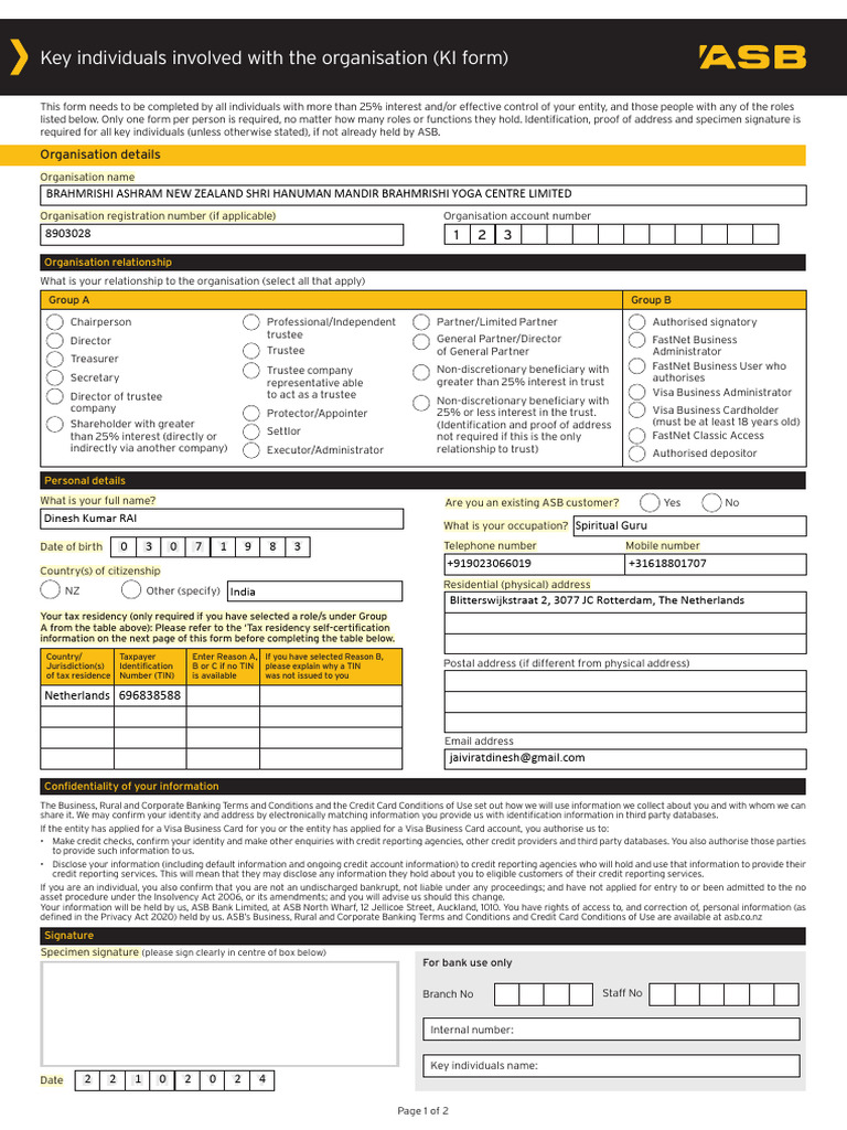 KI Form - Dinesh Kumar RAI | PDF | Identity Document | Taxes