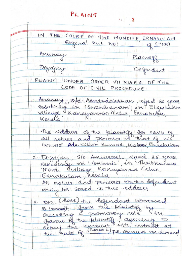 Plaint and Affidavit | PDF