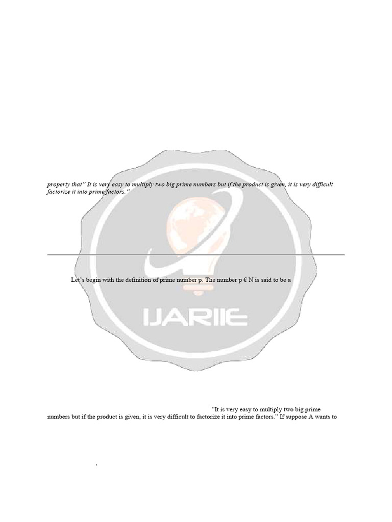 Use of Prime Numbers in Rsa Algorithm 1435 | PDF | Public Key ...