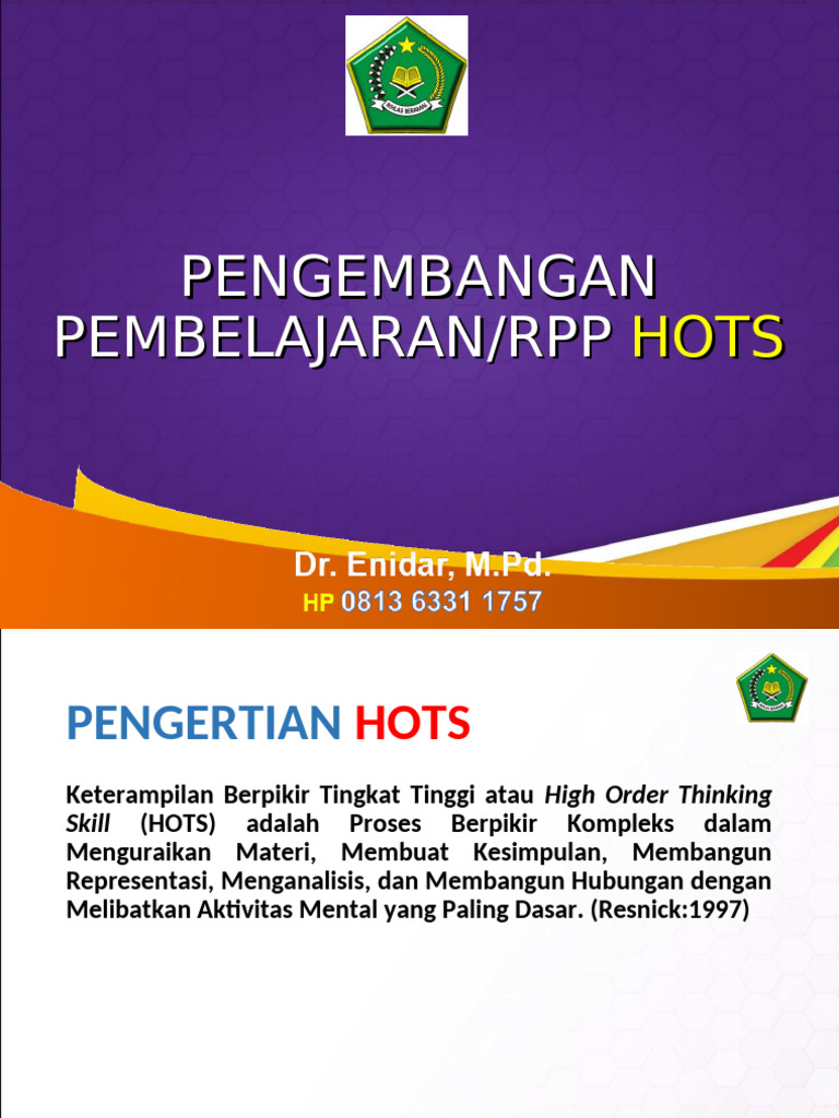 01 Desain Pembelajaran Berorientasi HOTS | PDF