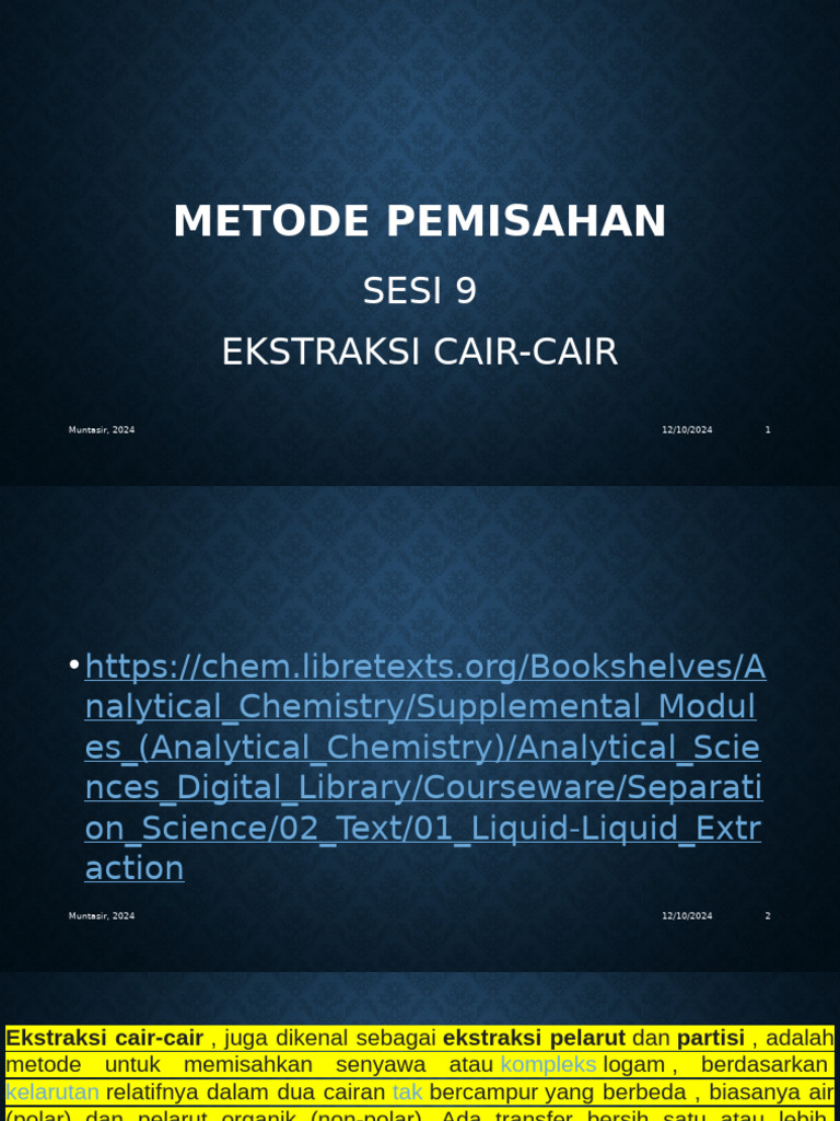Ekstraksi Cair-Cair: Metode dan Prinsip | PDF