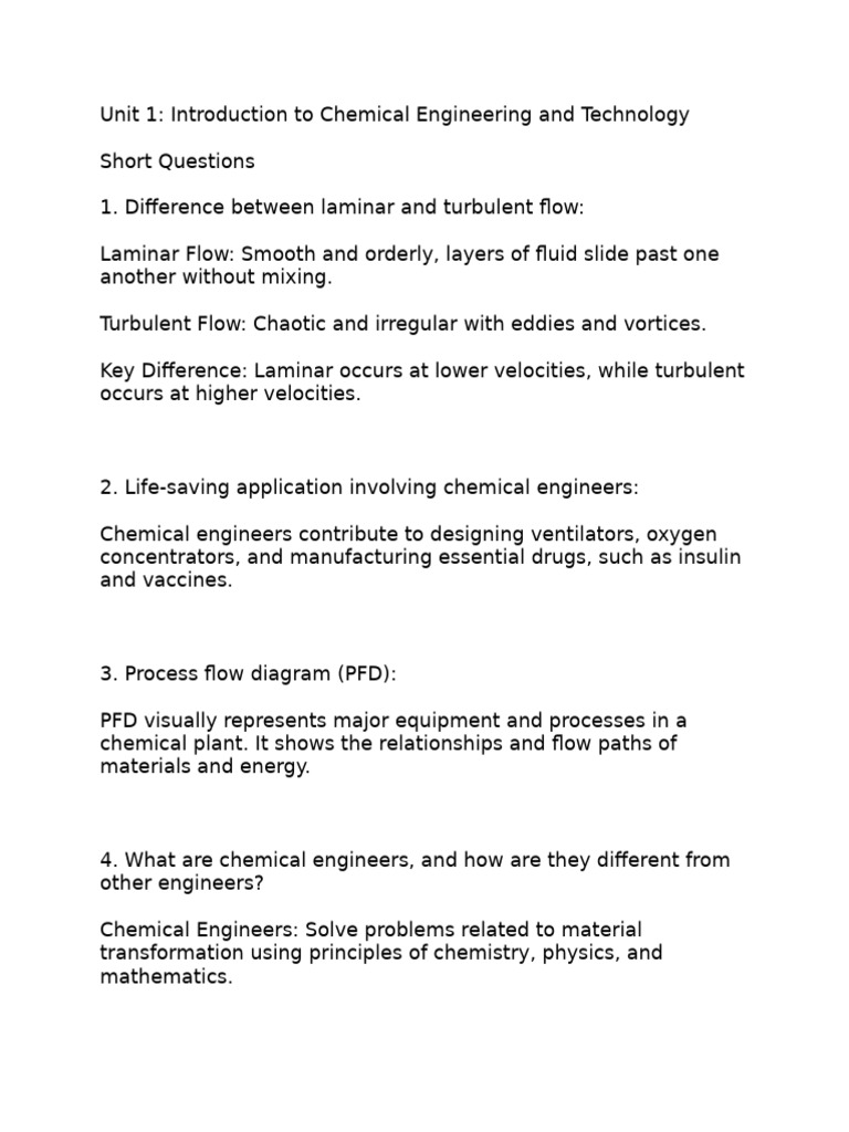 Unit 1 Introduction to Chemic | PDF | Fluid Dynamics | Chemical Engineering