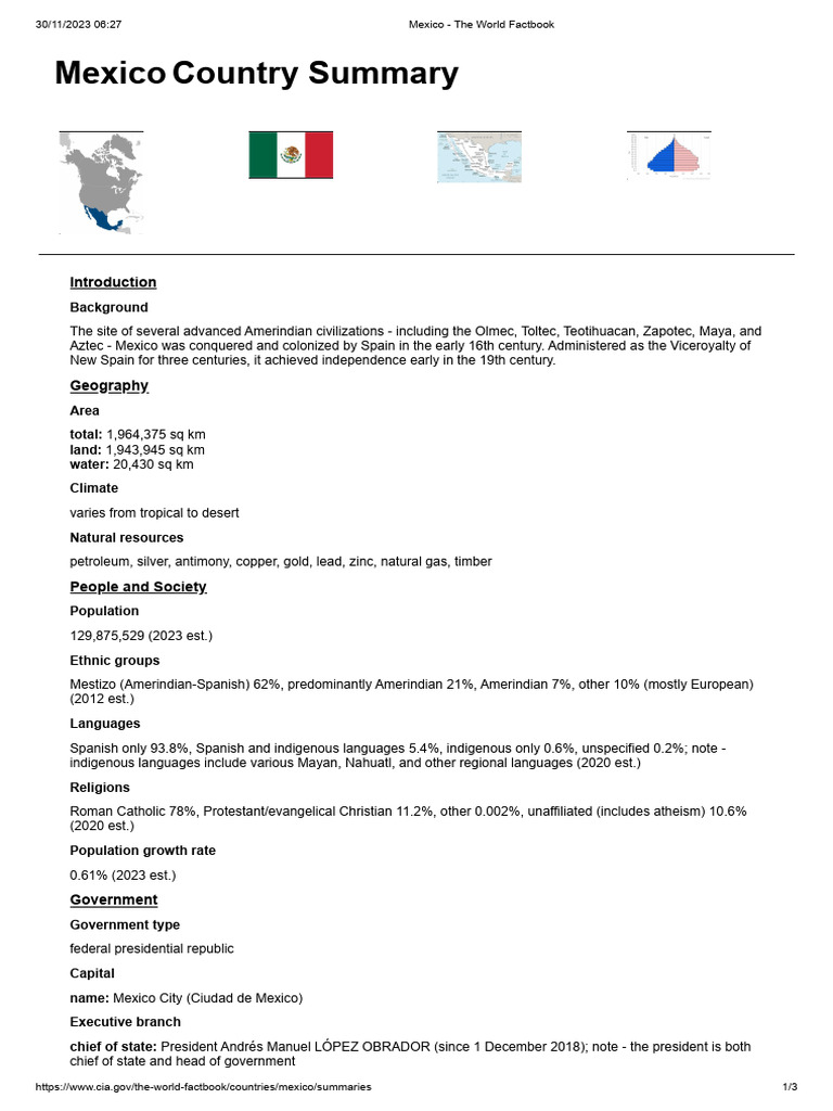Mexico - The World Factbook | PDF | Mexico | Indigenous Peoples Of The ...