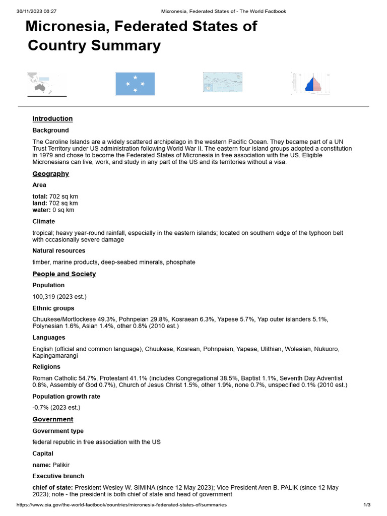 Micronesia, Federated States of - The World Factbook | PDF Micronesia, Federated States of - The World Factbook | PDF