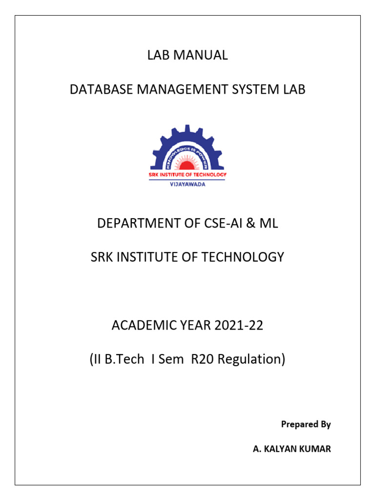 DBMS Lab Manual | PDF | Pl/Sql | Sql