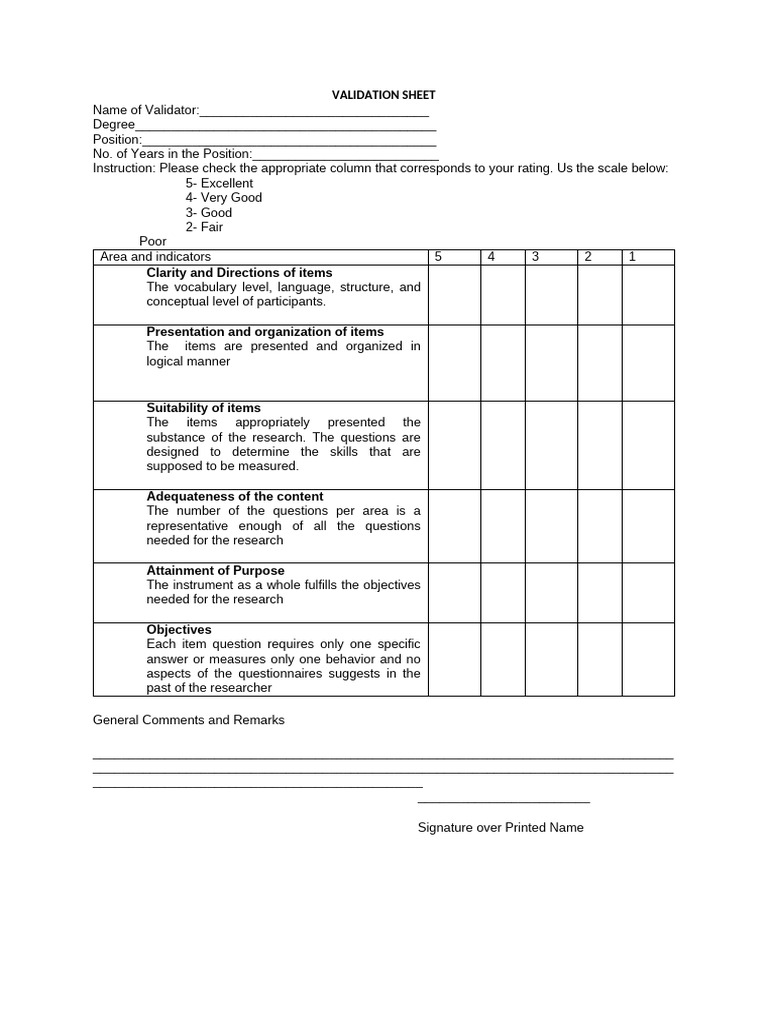 VALIDATION-SHEET-OF-INSTRUMENT | PDF