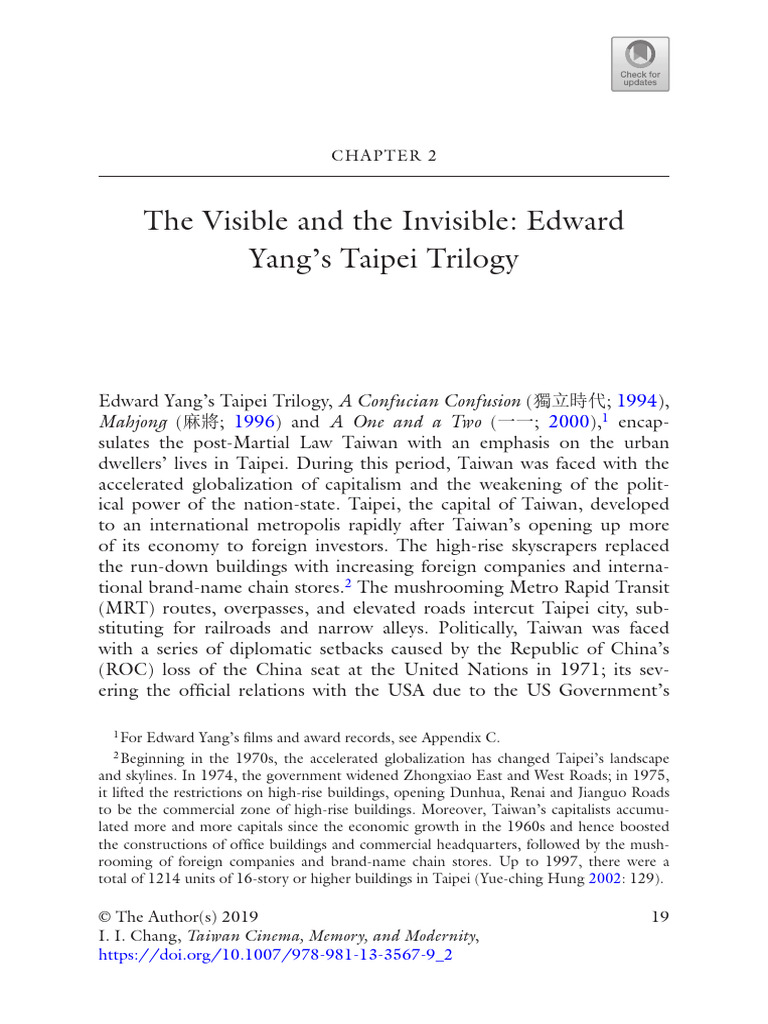 Chap 2 - The Visible and The Invisible Edward Yang's Taipei Trilogy | PDF | Taiwan | Confucius