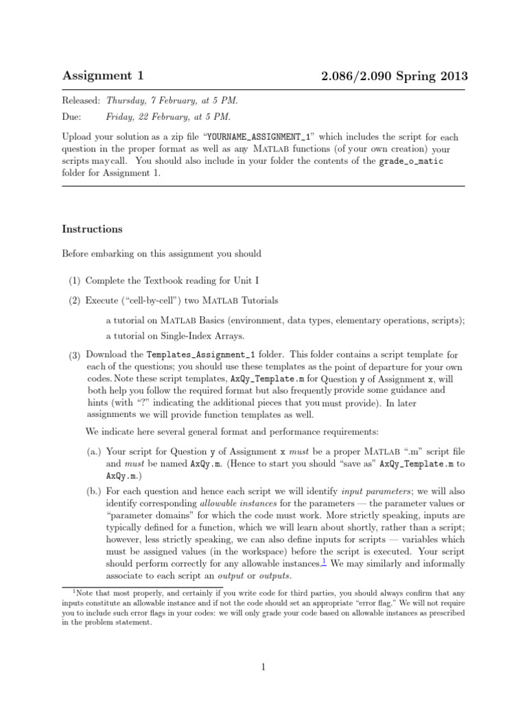 MIT2 086S13 Assignment1 | PDF | Parameter (Computer Programming) | Sequence