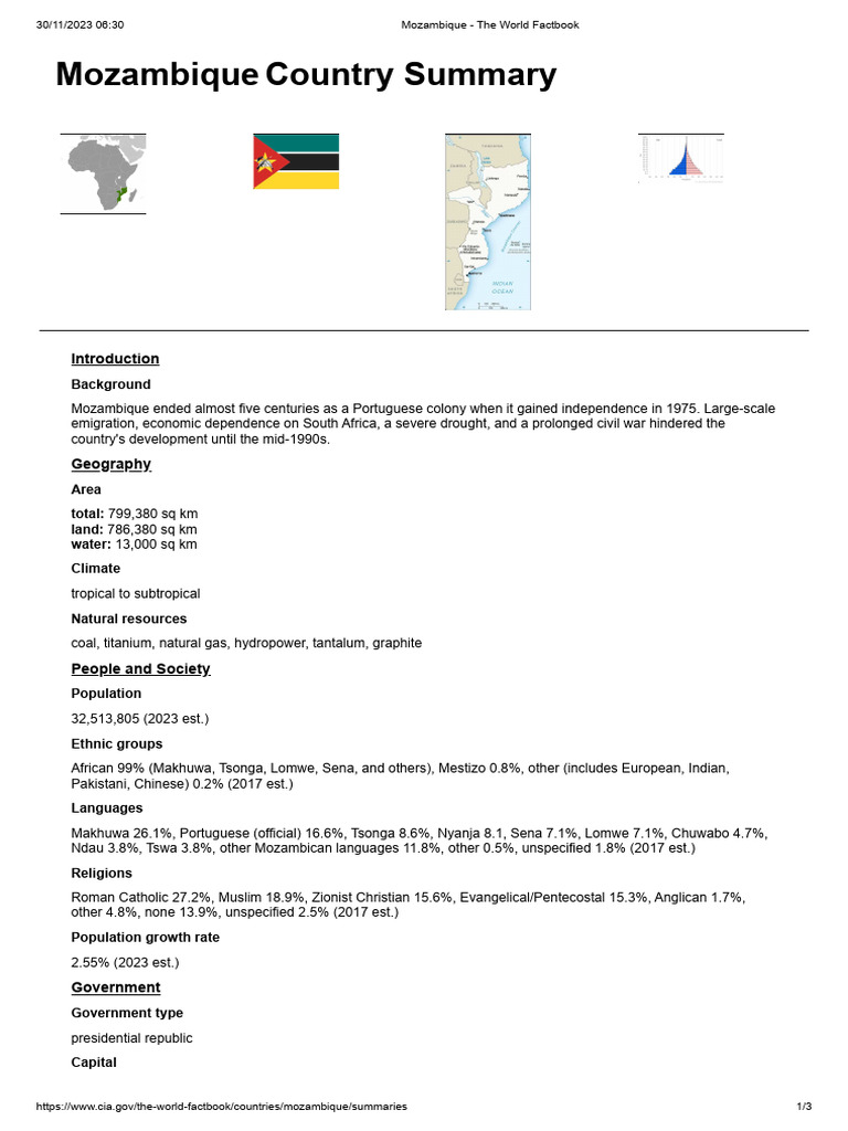 Mozambique - The World Factbook | PDF | Mozambique | Economies