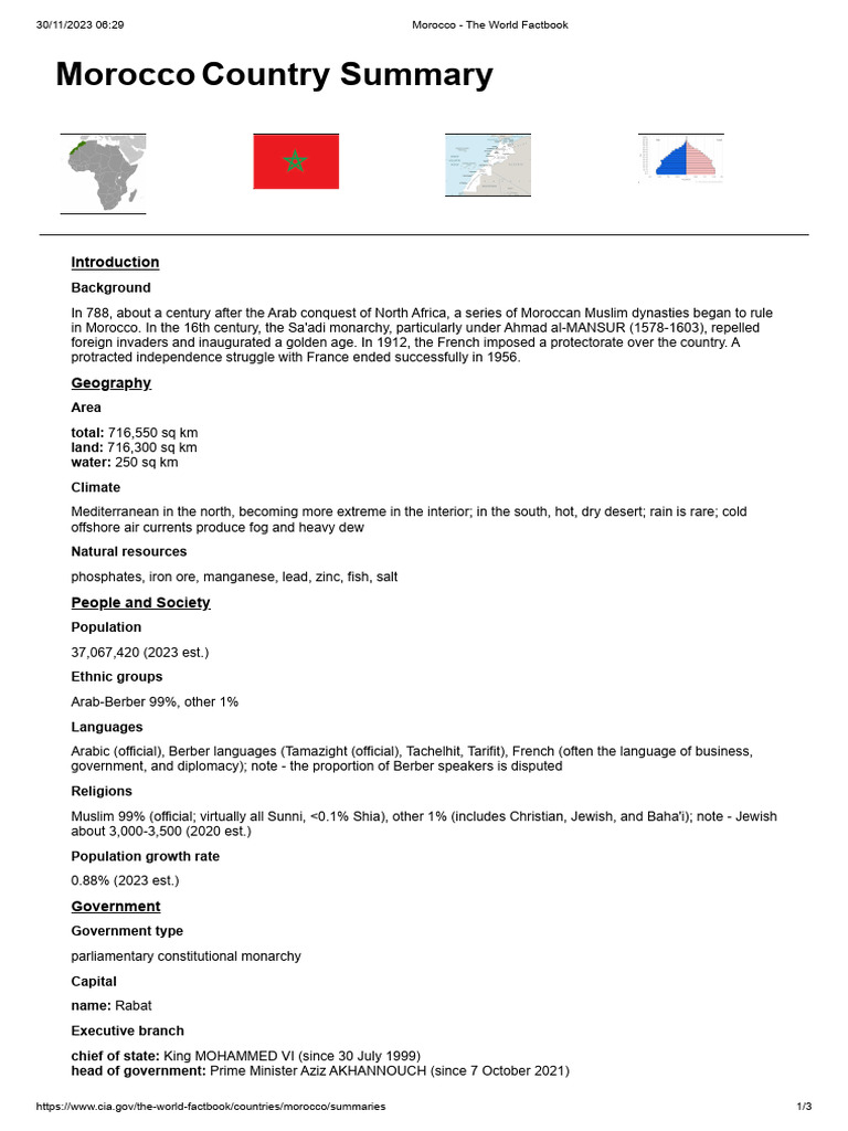 Morocco Country Overview and Facts | PDF | Morocco | North Africa
