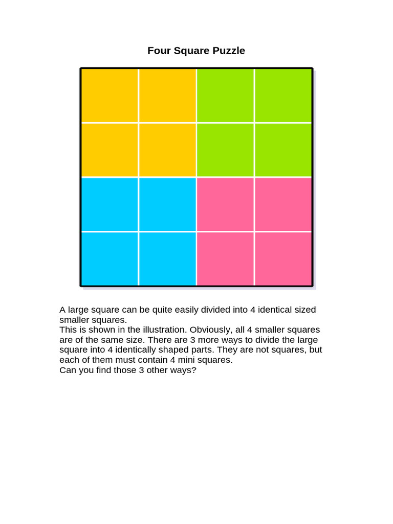 Four Square Puzzle | PDF