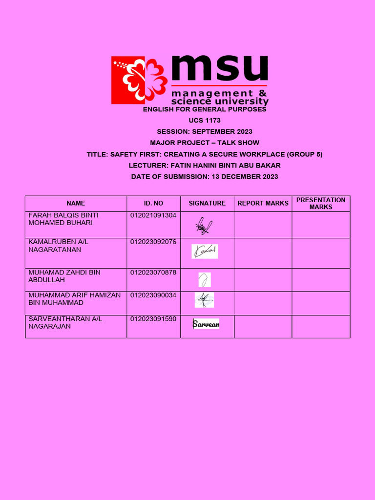 (EGP) MAJOR PROJECT TALK SHOW | PDF | Occupational Safety And Health ...