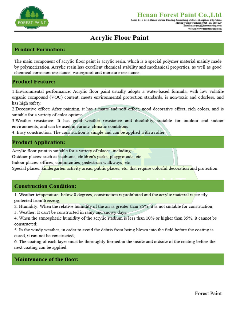 Acrylic Court Floor Paint | PDF | Paint | Poly(Methyl Methacrylate)