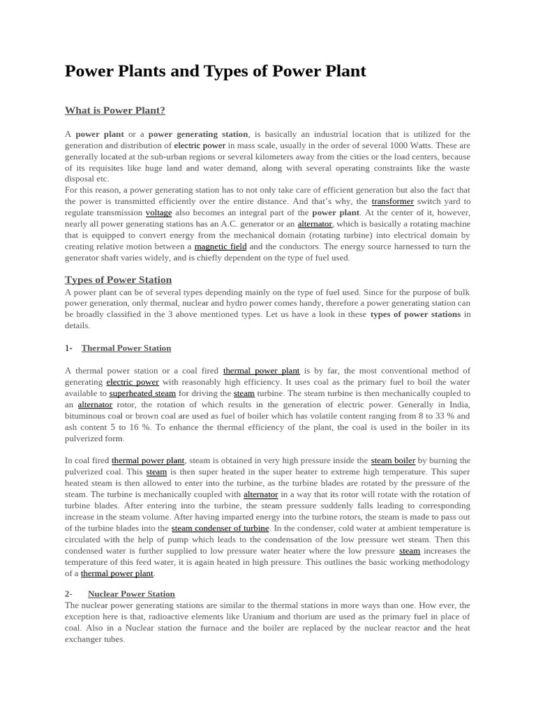 power plant and types of power plant | PDF | Power Station ...