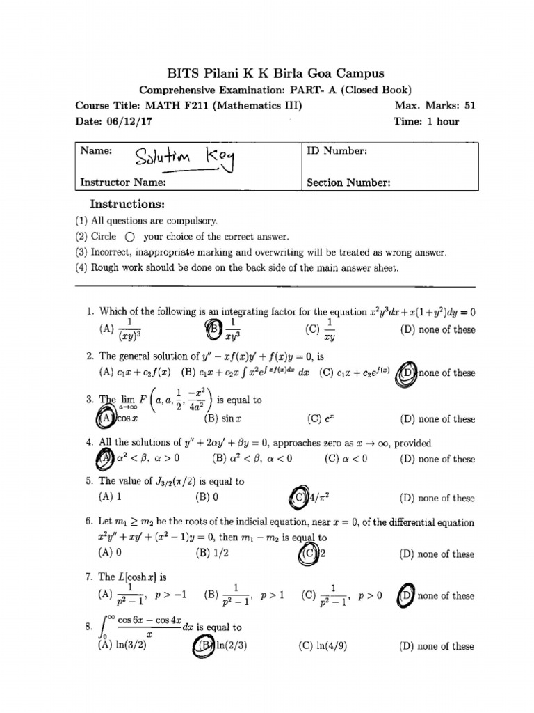 Mathematics III Part-A Solution | PDF
