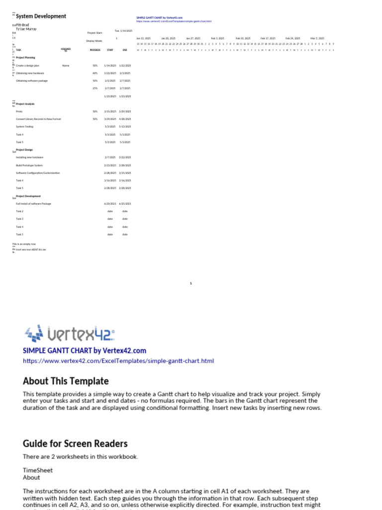 Gantt Chart Pdf Project Management Worksheet