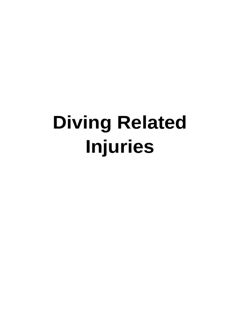 Diving Related Injuries - First Aid Equipment On Site | PDF