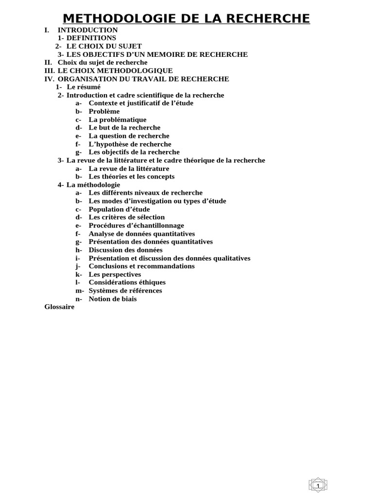 METHODOLOGIE DE LA RECHERCHE 2024doc | PDF | Méthode scientifique | Échantillonnage (Statistiques)