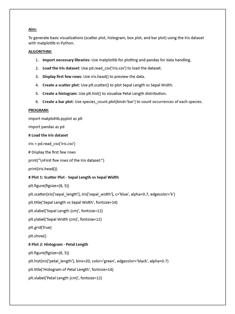 EDA LAB RECORD ANNA UNIVERSITY | PDF | Histogram | Descriptive Statistics