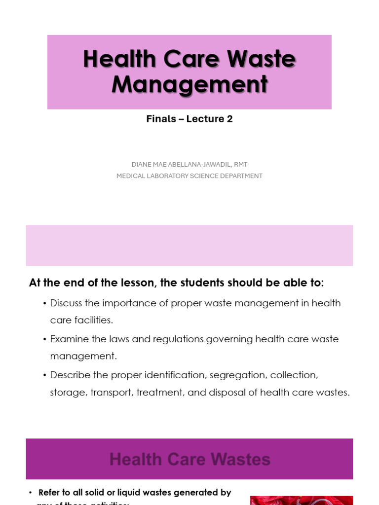 Health Care Waste Management | PDF | Waste | Waste Management