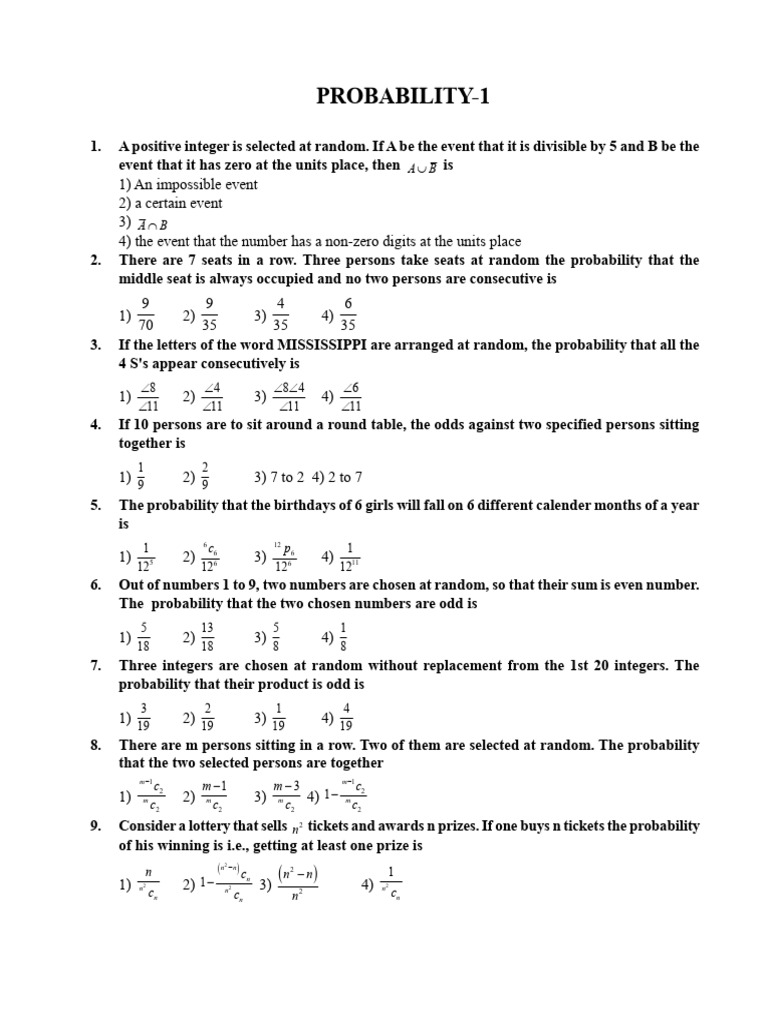 PROBABILITY-1 (1) | PDF | Odds | Mathematics