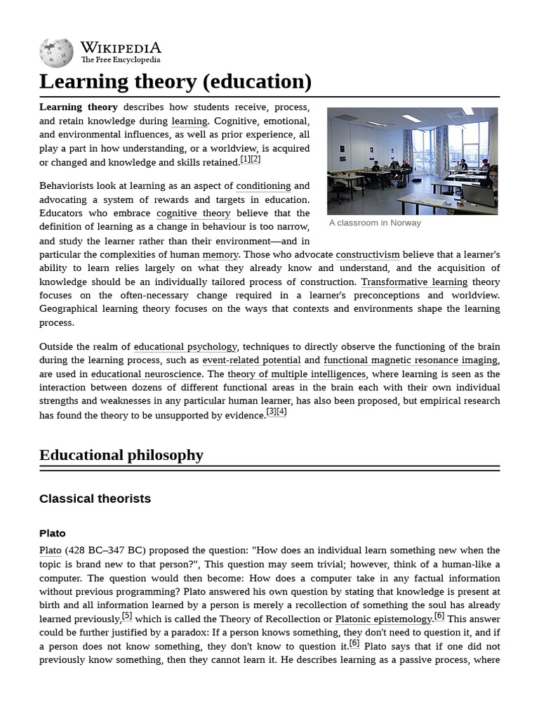 Educational Learning Theories Overview | PDF | Learning Theory (Education) | Behaviorism