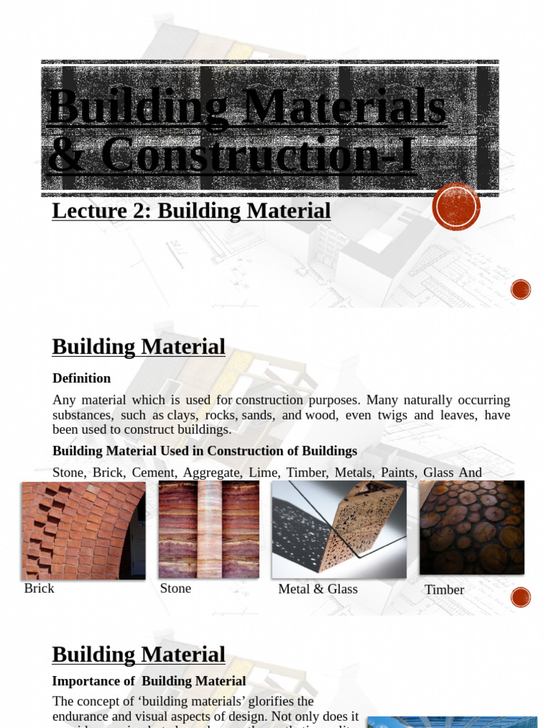 002 Lecture 2 Building Material | PDF | Polymers | Building Materials
