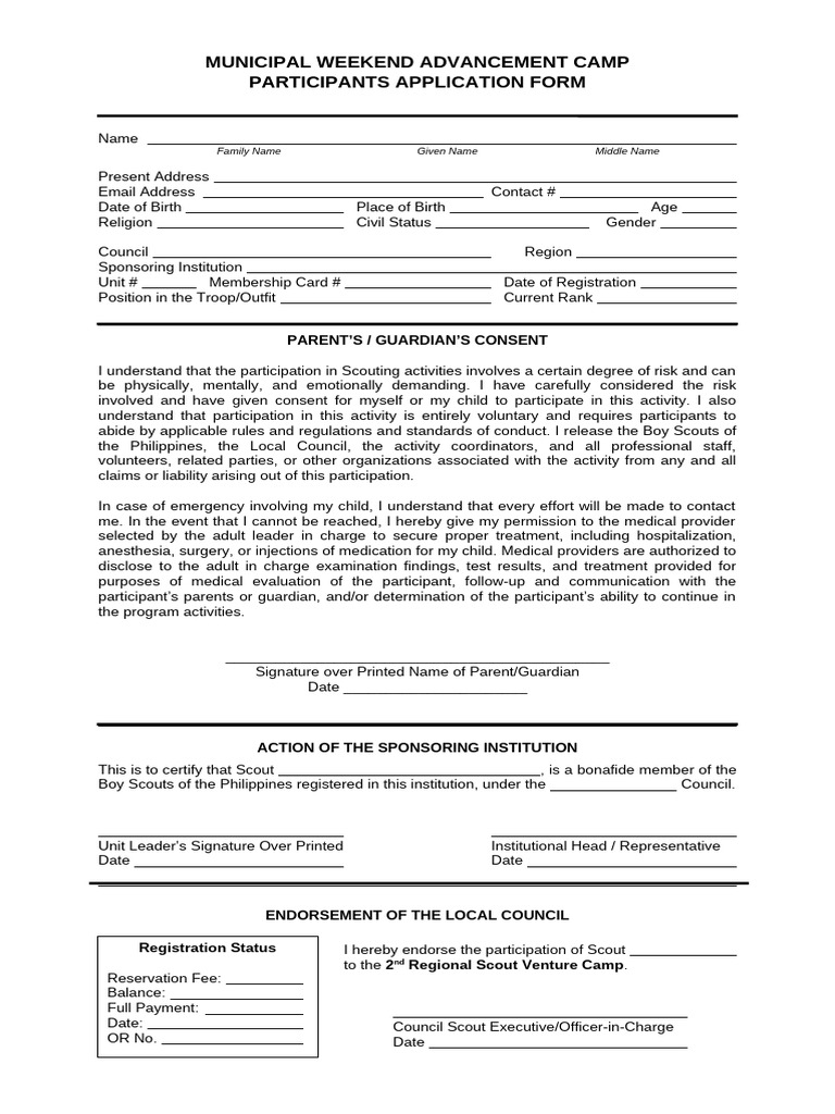 Participants Application Parents Consent Form | PDF | Consent | Parent