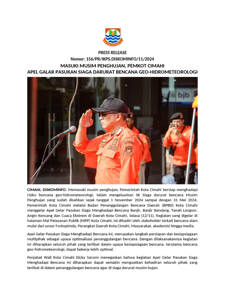 156 Press Release Apel Siaga Bencana - 12 November 2024 - Dy | PDF