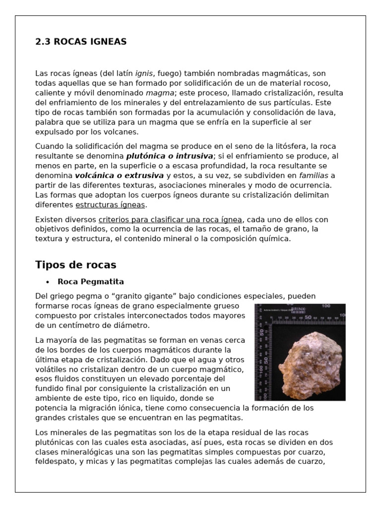2.3 Rocas Igneas | PDF | Roca ígnea | Roca (geología)