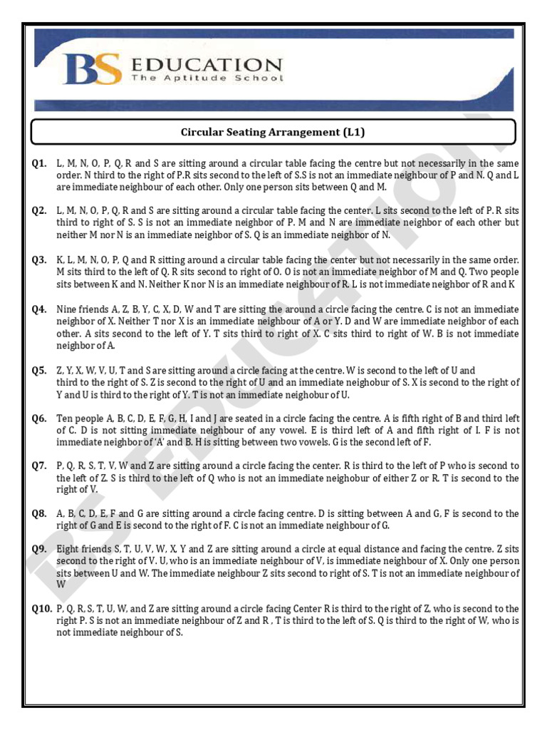 Circular Seating Arrangement - (L1) | PDF
