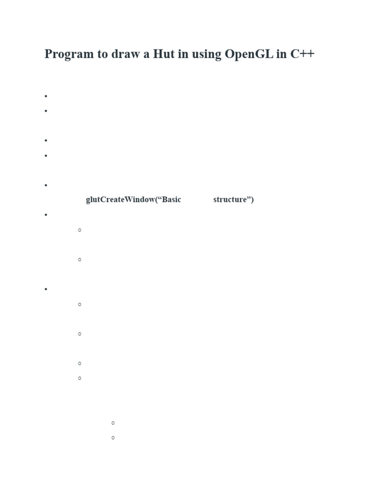 Program To Draw A Hut In Using Opengl In C Pdf Computer Engineering Software