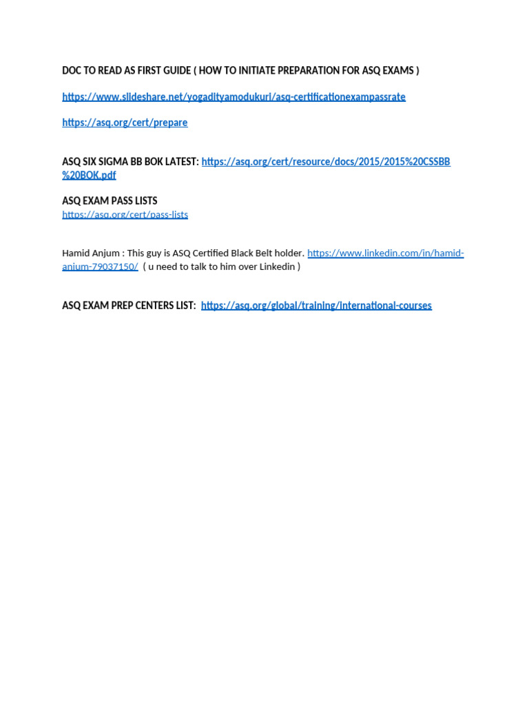 ASQ Exam Prep Guide | PDF