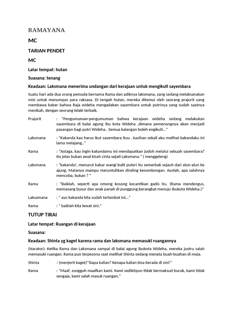 Naskah Drama Ramayana 2 Again YAA | PDF