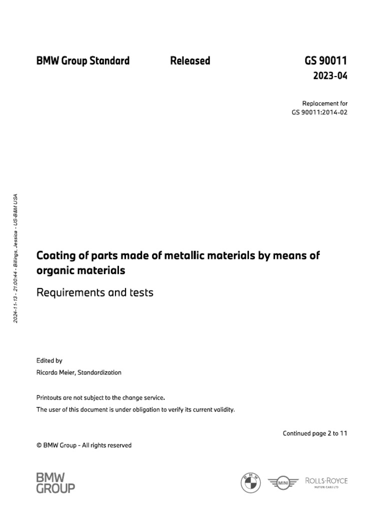 BMW GS 90011-01 04 2023-En-Aktuell - Gueltig-Company Standard | PDF