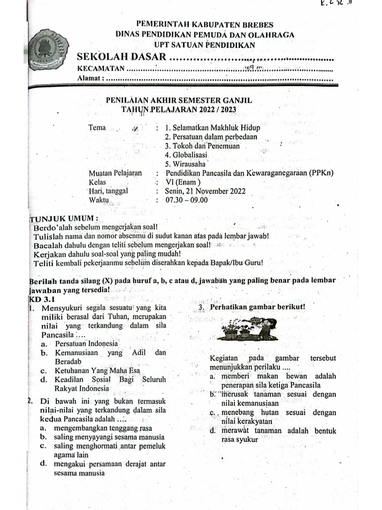 Soal PPKN Kelas 6 | PDF