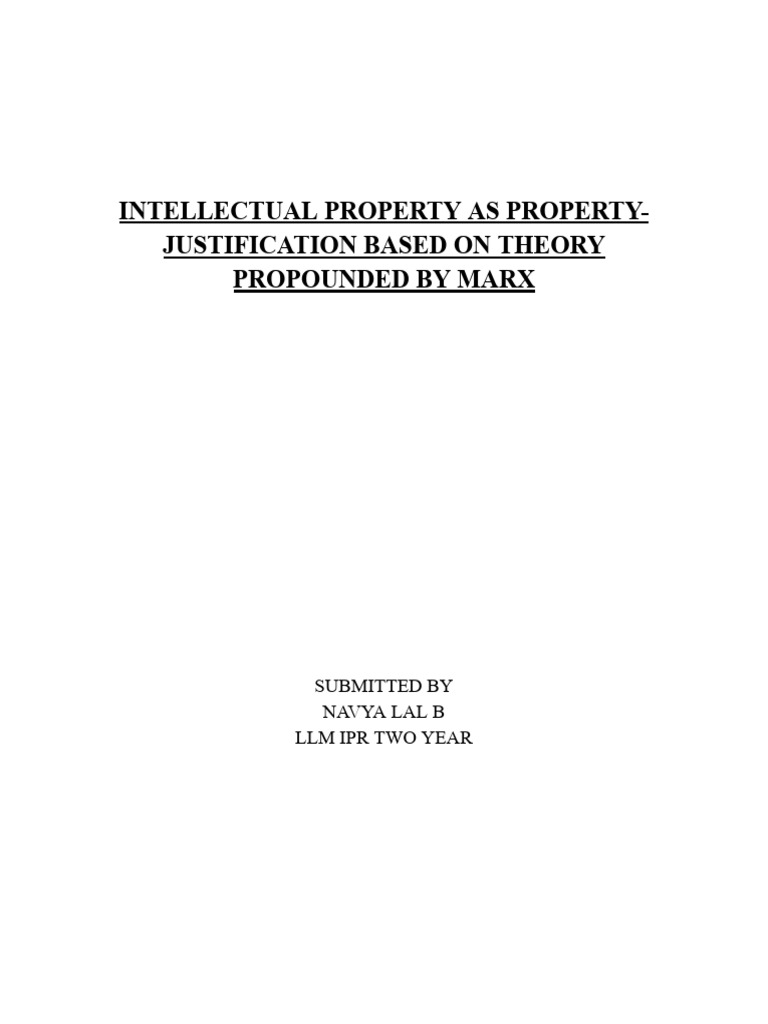 Intellectual Property As Property | PDF | Marx's Theory Of Alienation ...