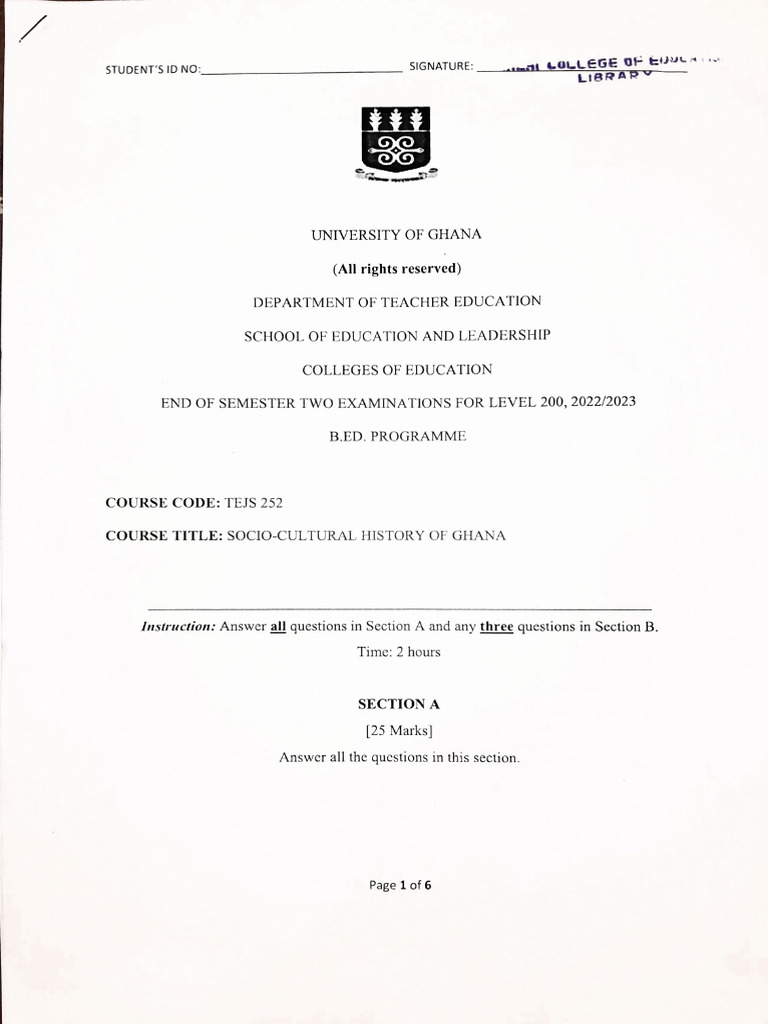 Tejs 252-Socio-Cultural History of Ghana 19-Dec-2023 20-31-54 | PDF