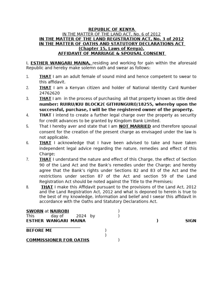 Affidavit and Spousal Consent | PDF