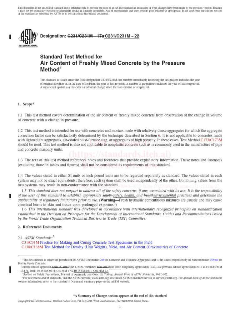 ASTM-C231-C231M-22 | PDF | Concrete | Calibration